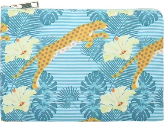 Make-up tasje met luipaard print, blauw | bol.com