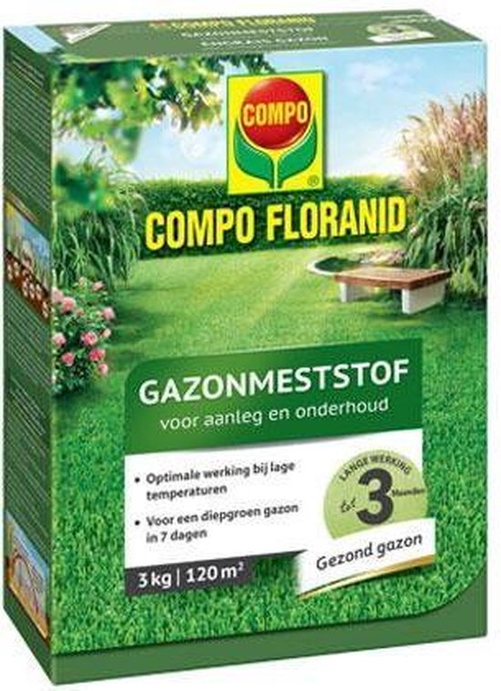 COMPO Floranid Gazonmeststof Aanleg & Onderhoud - diepgroen gazon in 7 ...