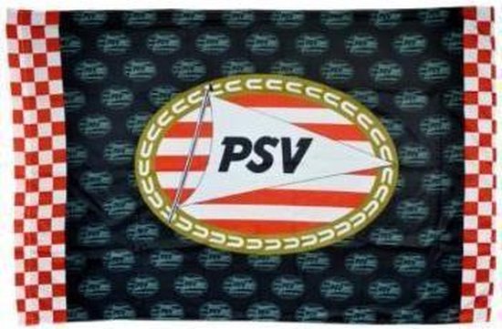 PSV Vlag - Groot - 100 x 150 cm - Zwart | bol