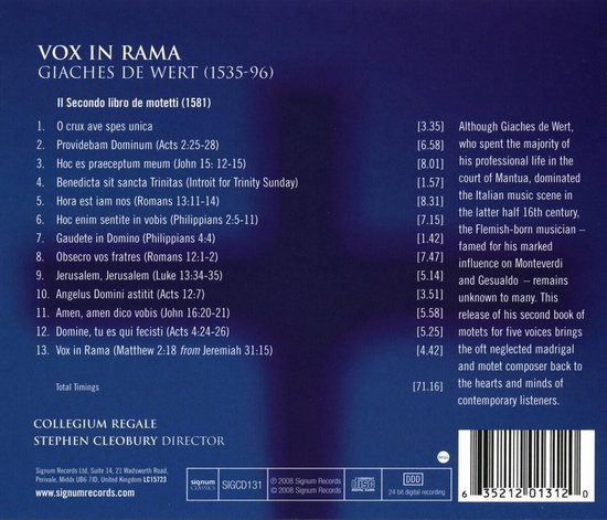 Vox In Rama - Il Secondo Libro De M, Stephen Cleobury | Muziek | bol