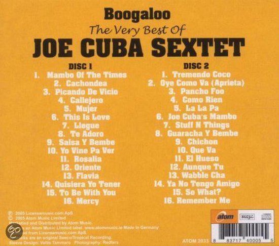 Joe Cuba Sextet - Boogaloo; The Very Best Of (2 CD), Joe -Sextet- Cuba ...