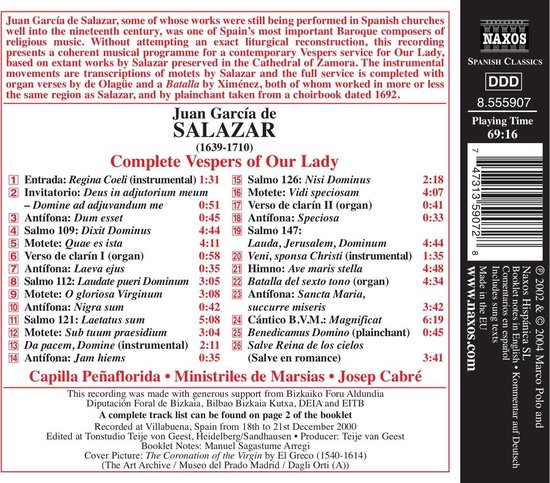 Capilla Penaflorida - Complete Vespers Of Our Lady (CD), Capilla ...