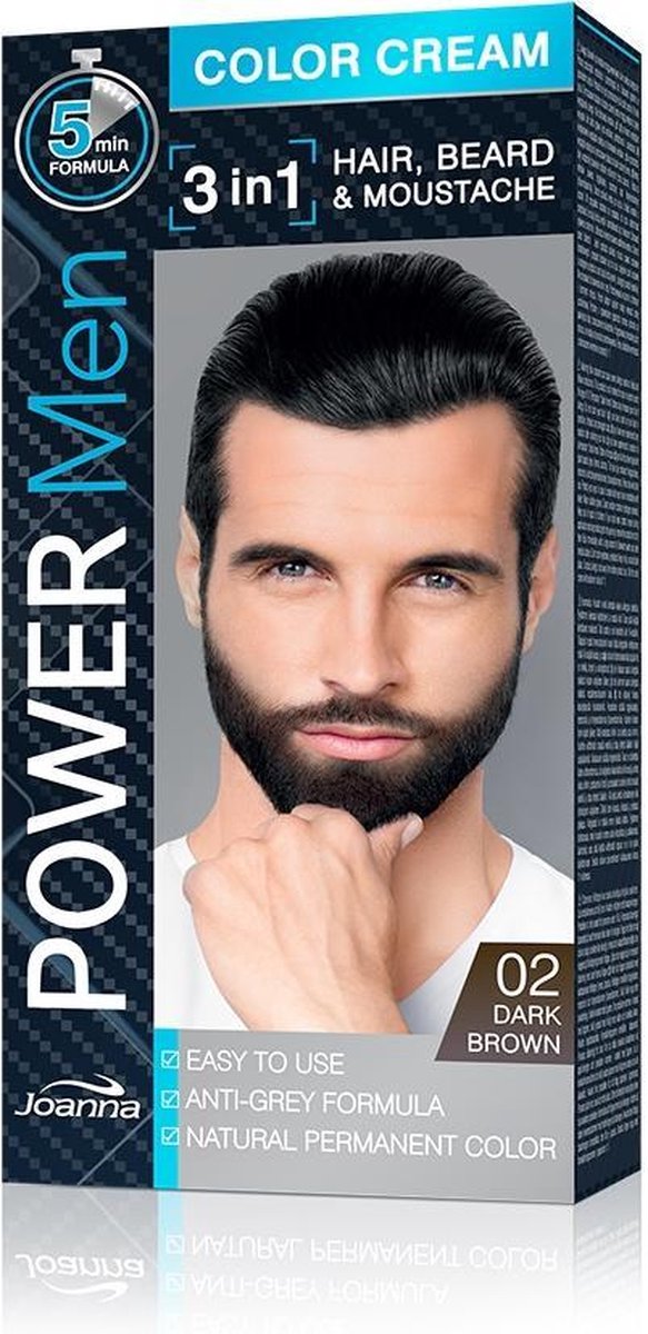 2 X Stuks Haarverf Mannen Zwart - Haar & Snor & Baard 3 in1 -Haarverf ...