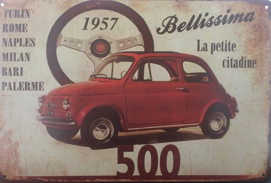 Retro plaat "Fiat 500" | bol.com