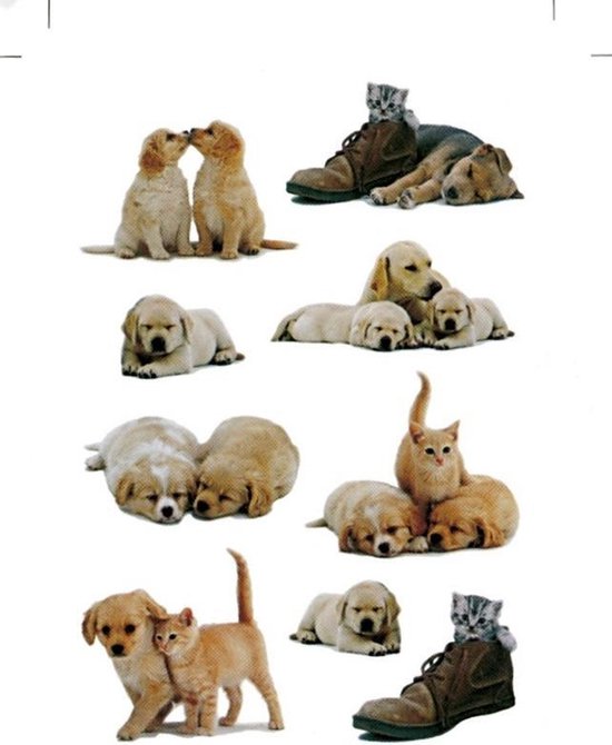 81x Honden/puppy dieren stickers met katten/poezen - kinderstickers ...