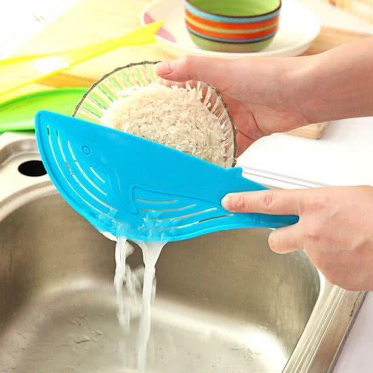 Handige vergiet - Handzeef - Afgietdeksel / keukenzeef - Walvis Vergiet ...