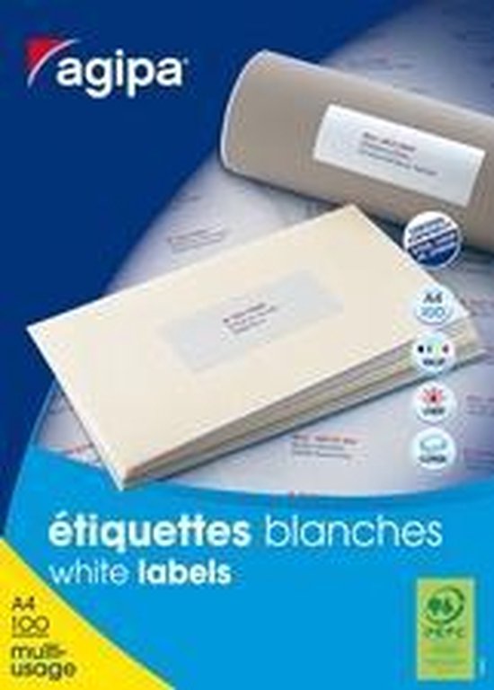 Agipa Universal Labels, 70 x 42 mm, wit, rechthoekig voor inkjet ...