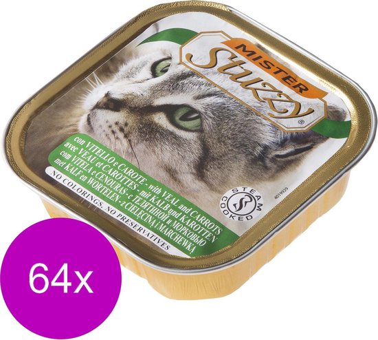 Mister Stuzzy Cat Paté 100 g - Kattenvoer - 64 x Kalf&Wortel | bol
