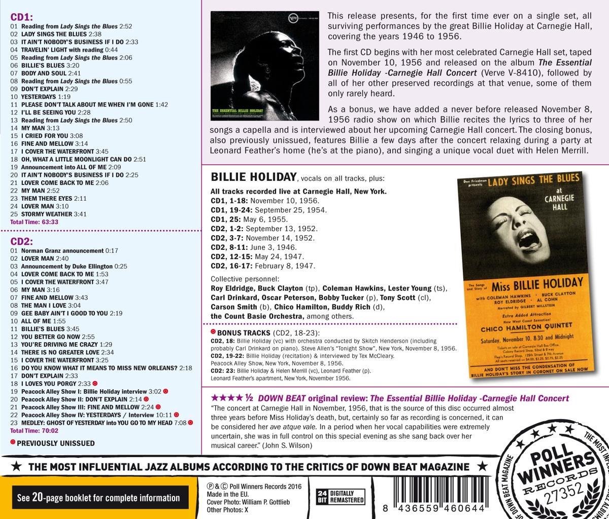 Holiday Billie - Complete Carnegie Hall, Billie Holiday | CD (album ...