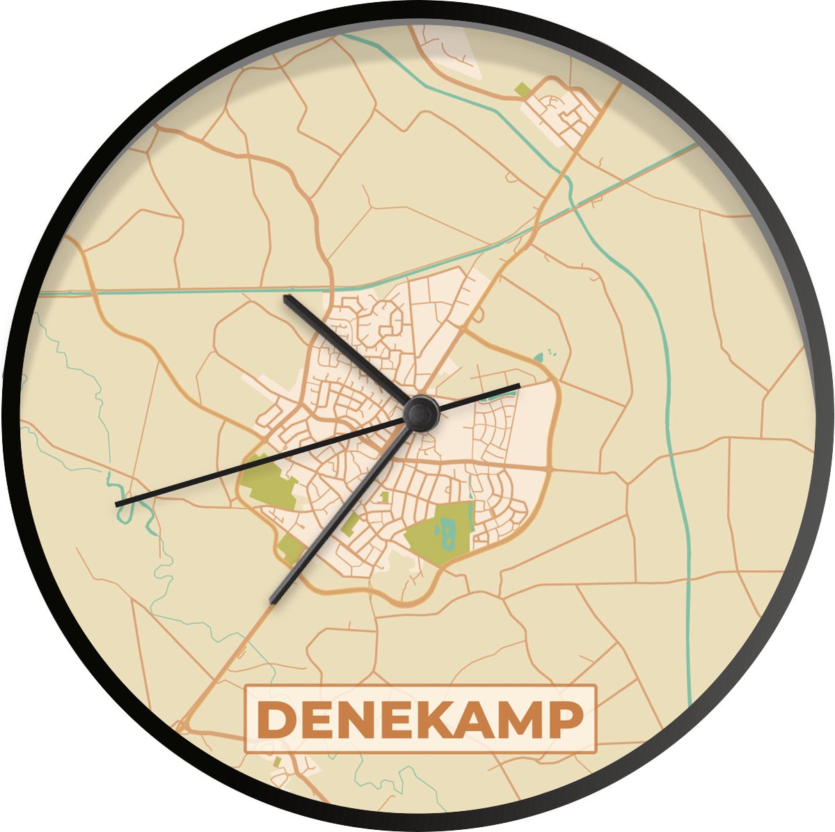 Klok - Ø 30 cm - Kaart - Denekamp - Plattegrond - Stadskaart - Zwart ...