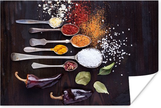 Poster Kruiden - Lepels - Specerijen - Industrieel - 30x20 cm | bol