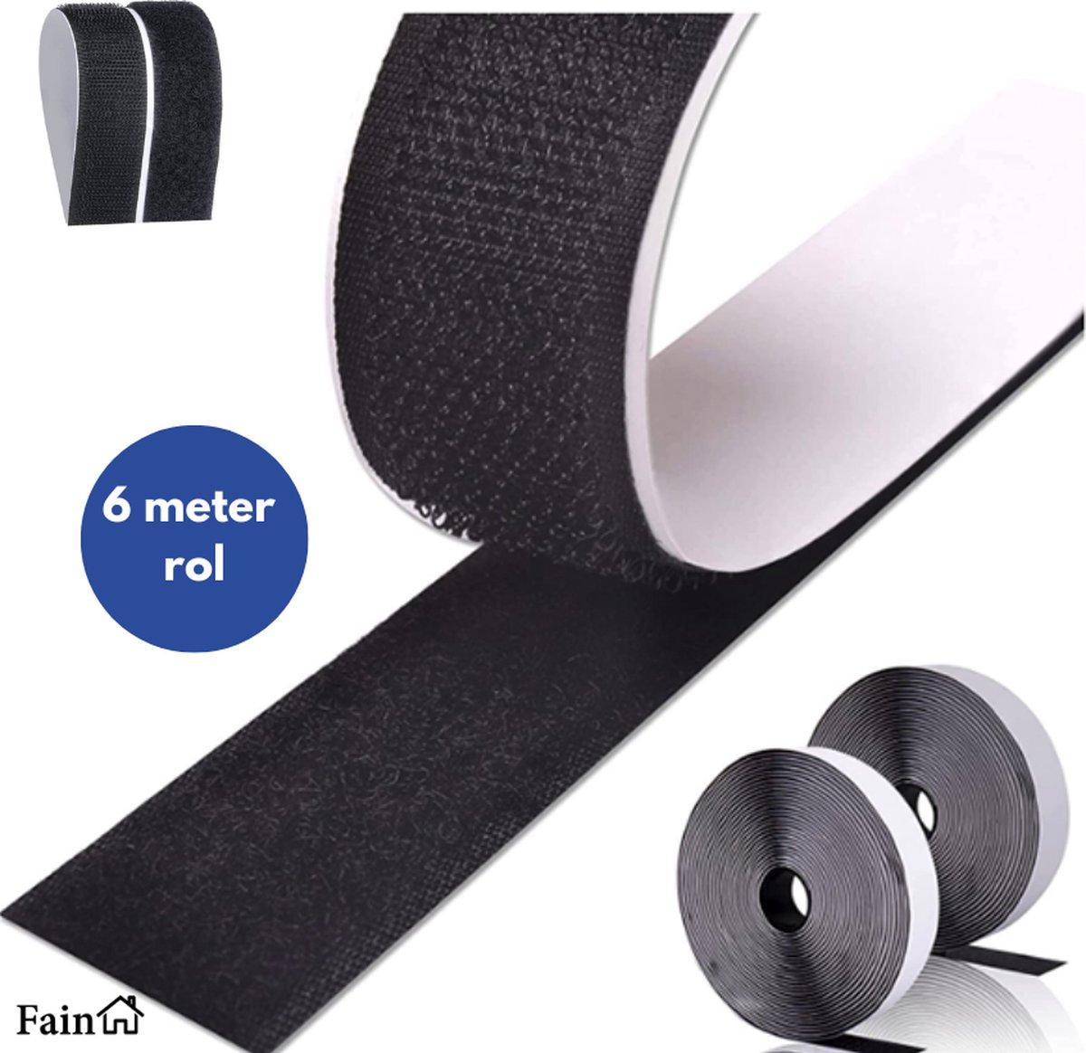 Klittenband zelfklevend – 2 x 6 Meter – Zwart – Velcro – Extra sterk ... Klittenband zelfklevend – 2 x 6 Meter – Zwart – Velcro – Extra sterk ...