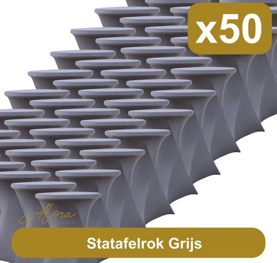 Statafelrok grijs 80 cm - per 50 - partytafel - Alora tafelrok voor statafel -... | bol