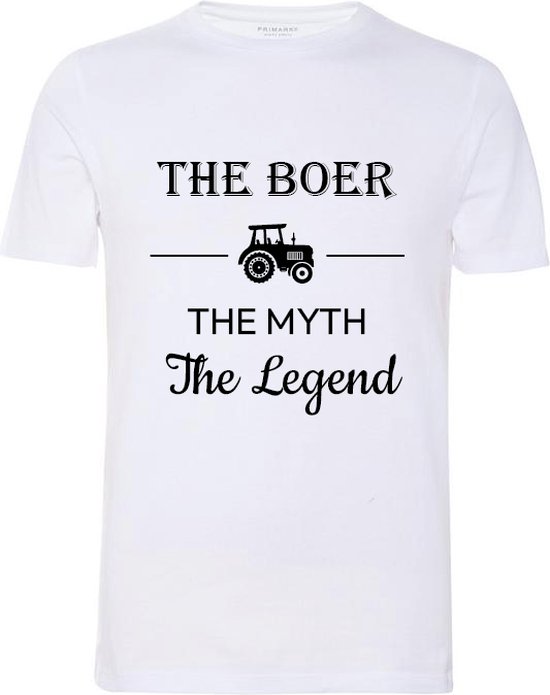 LBM T-shirt boer - The boer, the myth, the legend - Wit maat L | bol.com