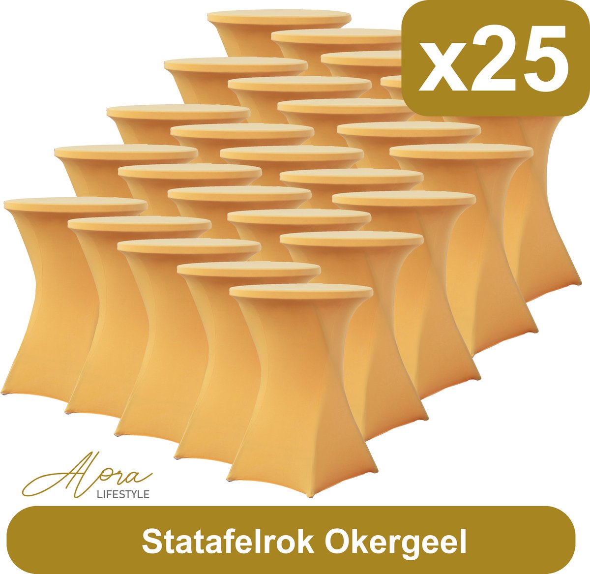 Statafelrok okergeel 80 cm - per 25 - partytafel - Alora tafelrok voor statafel -... | bol.com