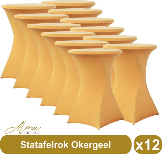 Statafelrok okergeel 80 cm - per 12 - partytafel - Alora tafelrok voor statafel -... | bol.com