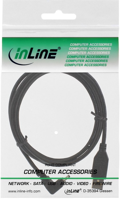 InLine USB 2.0 kabel USB A - USB B Mini 5-pins haaks 1.5m Zwart | bol