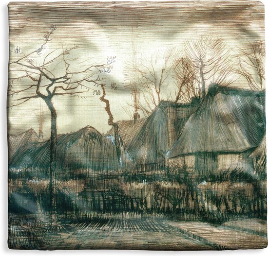 Kussenhoes 60x60 cm - Huizen met rieten daken - Schilderij van Vincent van Gogh -... | bol.com