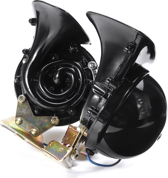12V 300-350dB Universal Dubbele Claxons - Waterdicht - Zwart - Auto ...