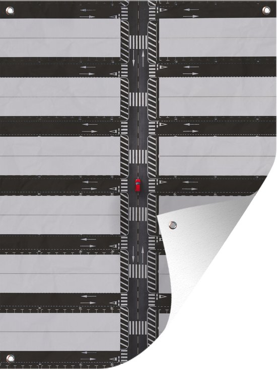 Affiche de jardin de voiture rouge vue d'oiseau toile en vrac 120x160 ...