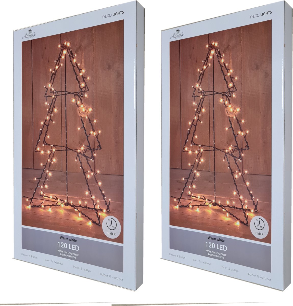 Set van 2x stuks verlichte figuren zwarte lichtboom/metalen bomen/kerstbomen met 120... | bol.com