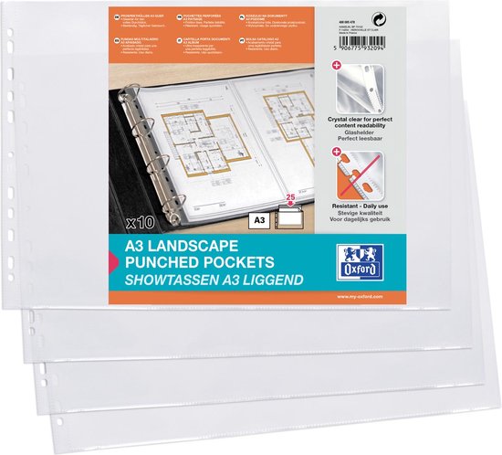 Elba Economy A3 showtas, 40-micron polypropyleen, glad, 11 perforaties ...