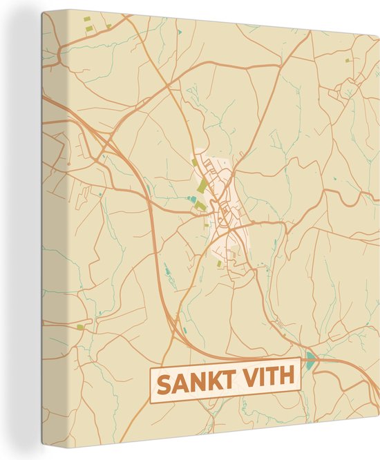 Canvas Schilderij Kaart - Sankt Vith - Stadskaart - België ...