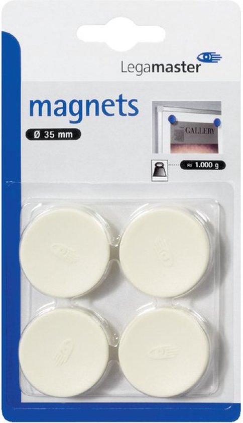 Magneet legamaster 35mm 1000gr wit | Blister a 4 stuk | bol