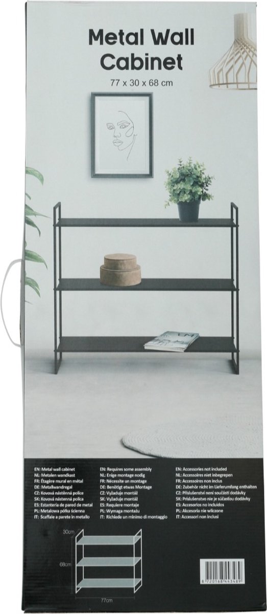 Metal wall cabinet - Metalen kast - Kast met legplanken -zwart- 77 x 30 ...