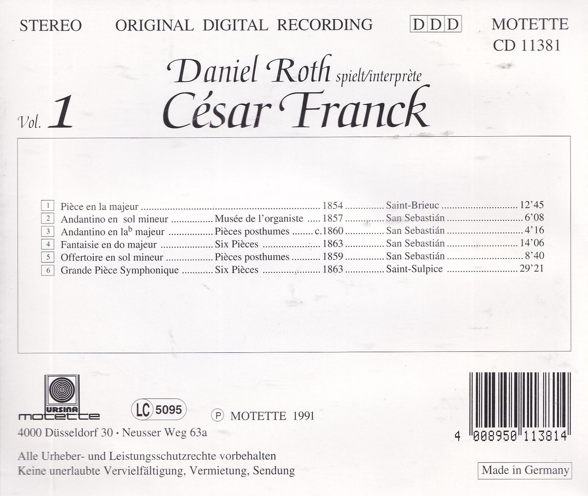 Daniel Roth spielt César Franck 1 - Daniel Roth bespeelt het orgel van ...