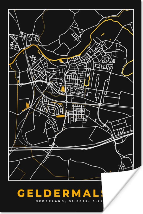 Poster Plattegrond - Geldermalsen - Kaart - Stadskaart - 20x30 cm | bol
