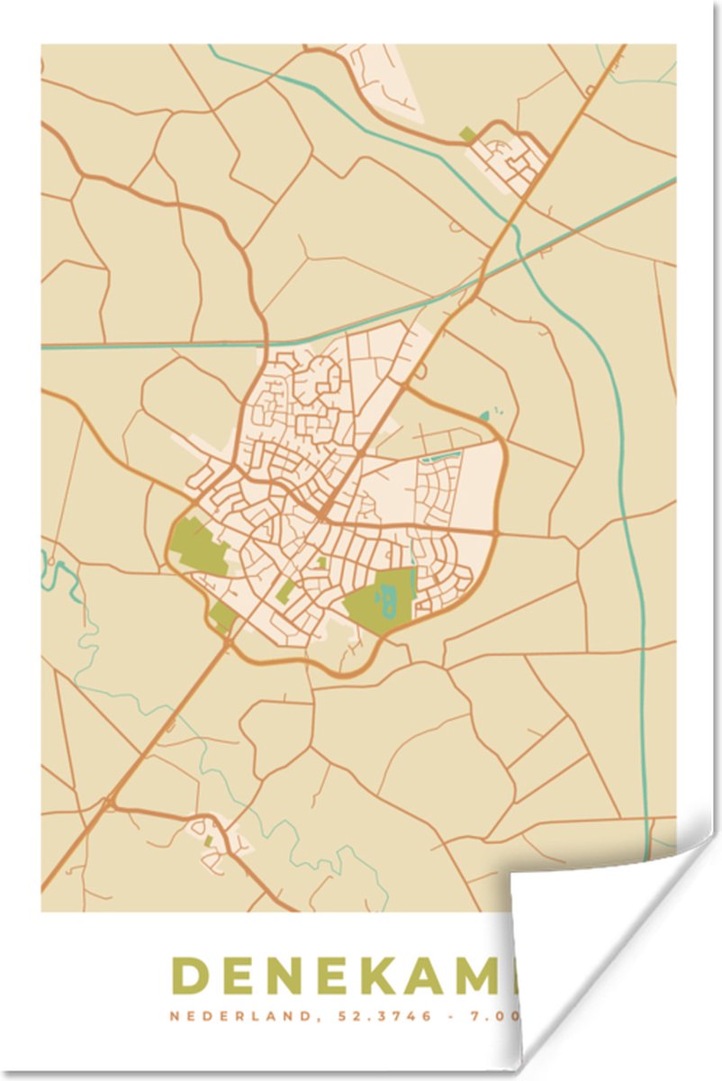 Poster Denekamp - Plattegrond - Stadskaart - Kaart - 40x60 cm | bol.com