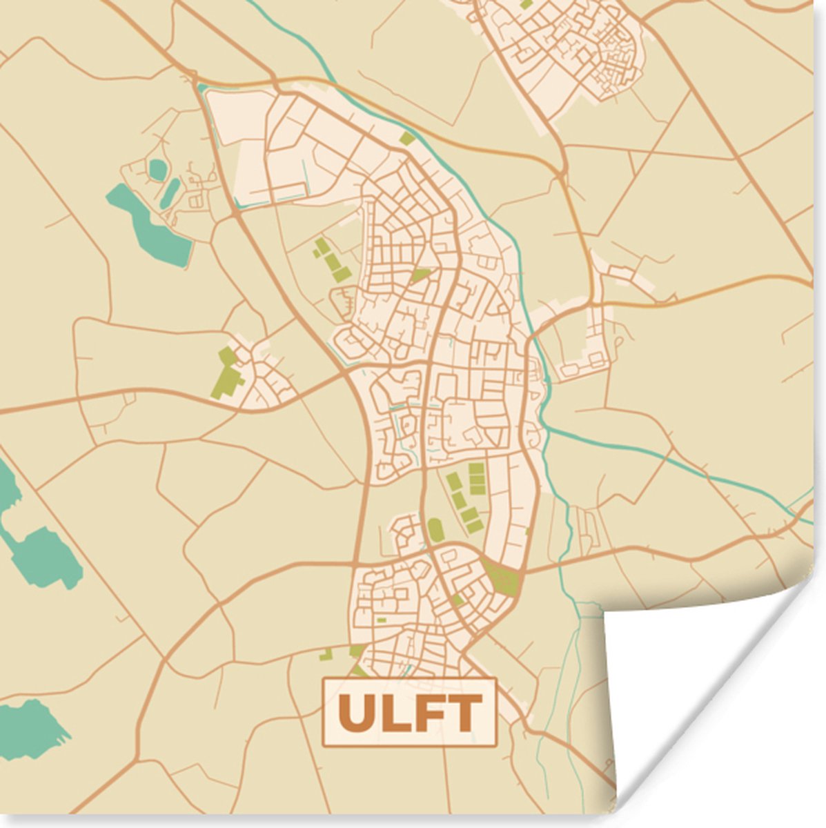 Poster Ulft - Kaart - Plattegrond - Vintage - Stadskaart - 50x50 cm ...