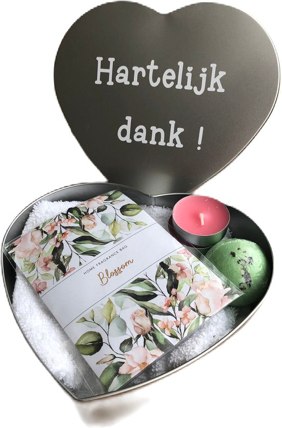 Geschenkdoos hart met tekst hartelijk dank - wit - cadeau pakket ...