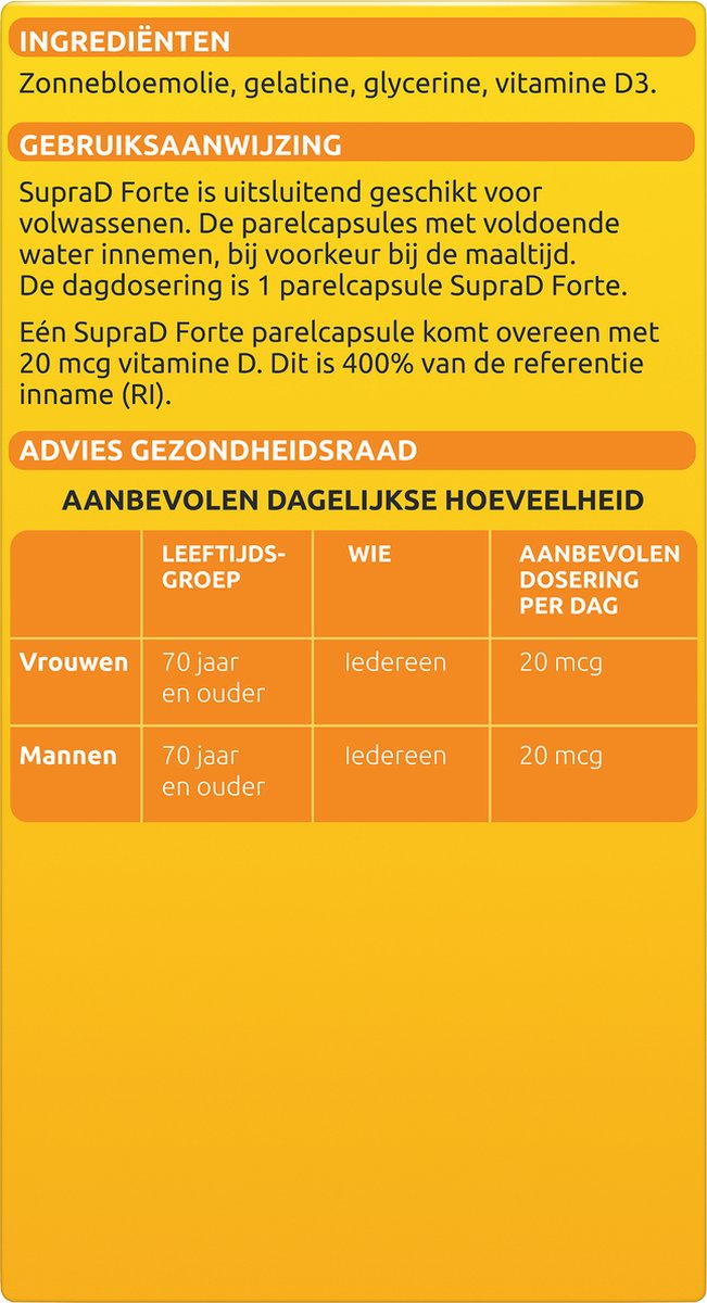 Supra D Forte met 20 mcg vitamine D - voor ondersteuning van de ...