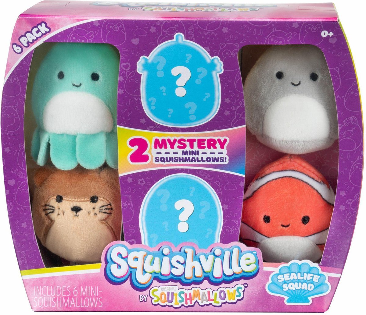 Squishville Squishmallow 6-Pack 5cm figuren - Sealife Squad | bol.com