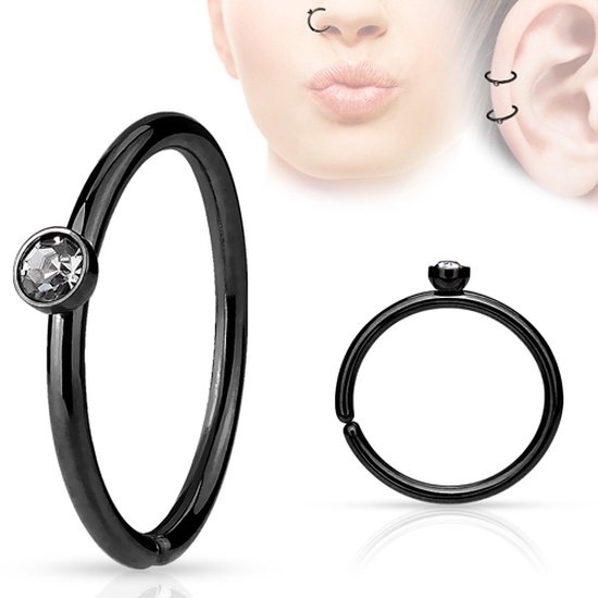 neus piercing klein steentje zwart met wit steentje | bol