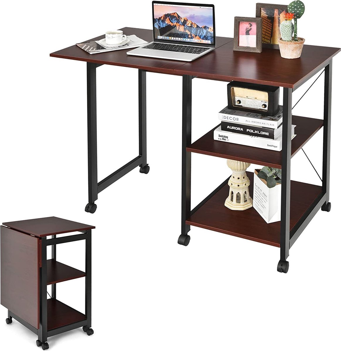 LIVINGSIGNS Inklapbare computertafel, modern bureau met 2-traps ...