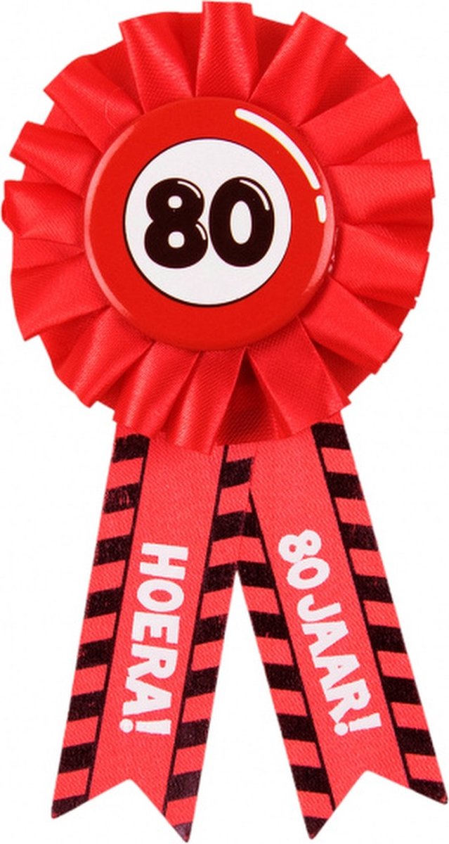 rozet Hoera 80 Jaar 15 x 8 cm polyester rood | bol.com