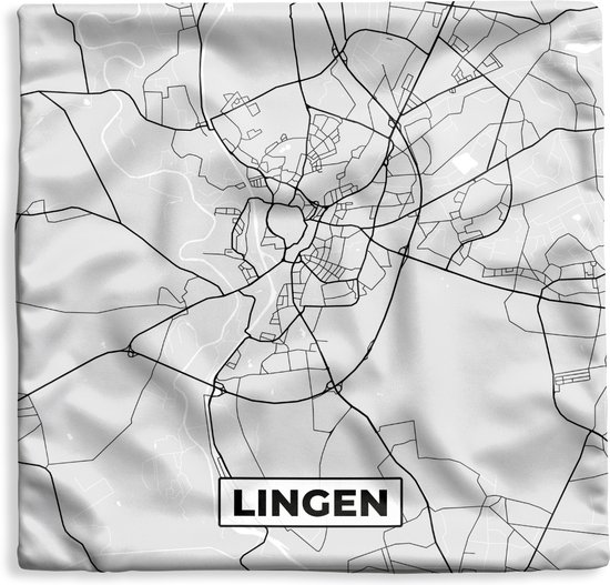 Kussenhoes 45x45 cm - Plattegrond - Duitsland - Lingen - Kaart ...