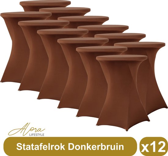 Statafelrok donkerbruin 80 cm - per 12 - partytafel - Alora tafelrok voor statafel -... | bol.com