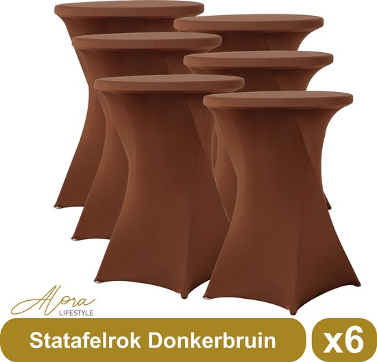 Statafelrok donkerbruin 80 cm - per 6 - partytafel - Alora tafelrok voor statafel -... | bol