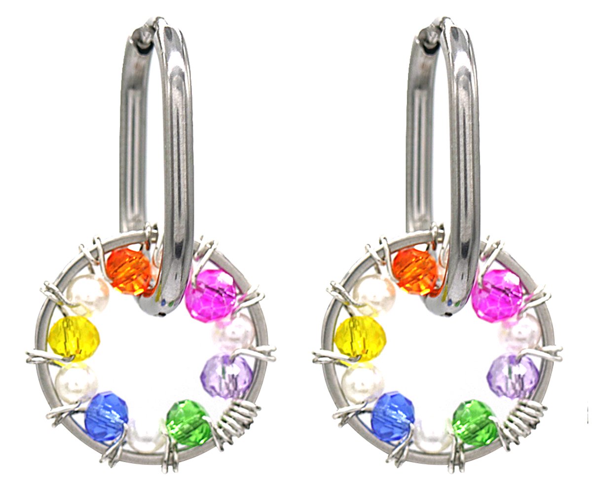 Oorbellen - Ring en Kralen - Oorringen - RVS - 3 cm - Zilverkleurig | bol.com