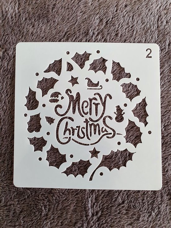 Krans met merry christmas, kerst, sjabloon, stencil, kaarten maken ...