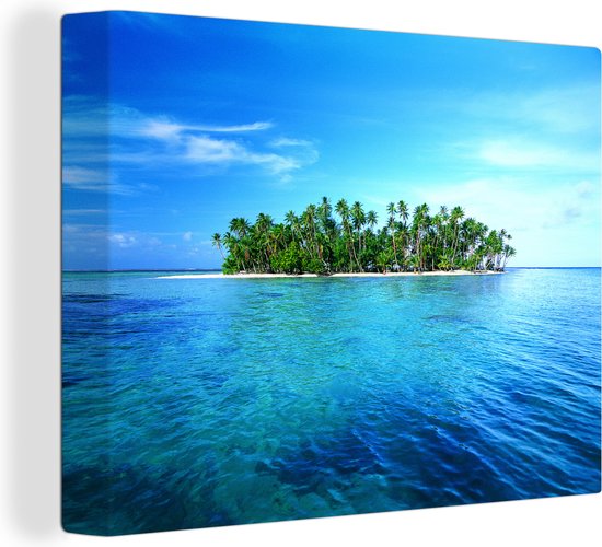 Canvas Schilderij Eiland - Tropisch - Zee - 40x30 cm - Wanddecoratie ...