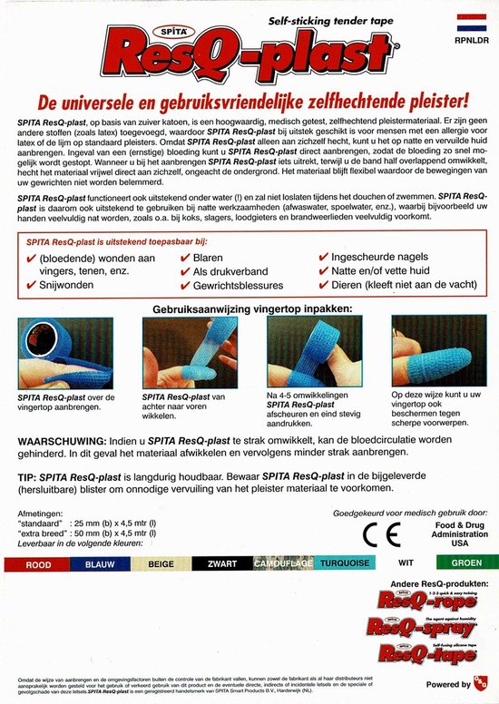 Beige Huidkleur ResQ-plast 50mm Zelfhechtende pleister water en vet resistent | bol.com