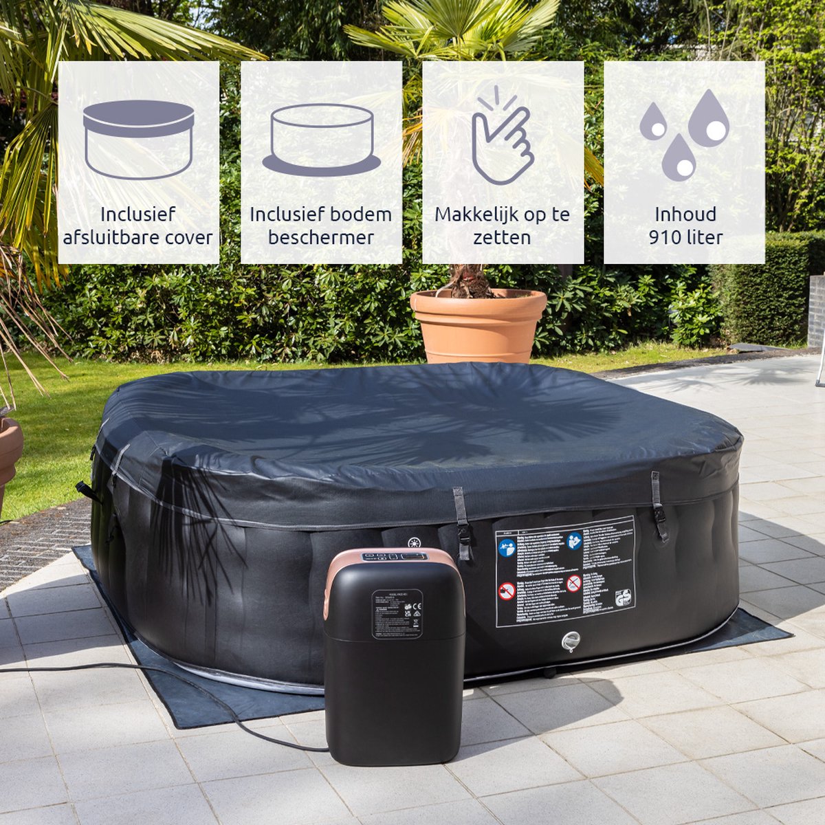 BluMill Spa Pool Ibiza - Opblaasbare Jacuzzi - Vierkant - 6 Personen ...