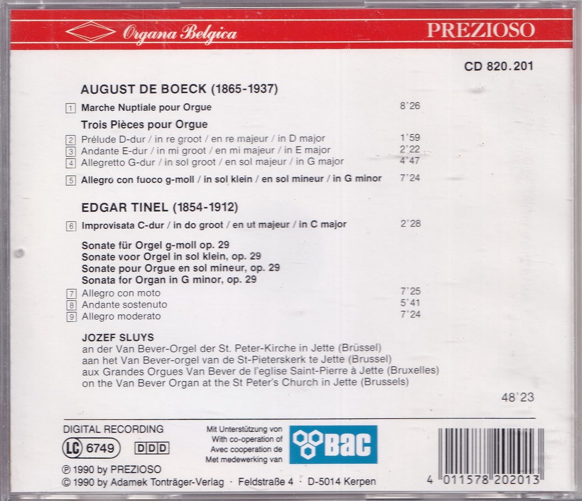 Belgische orgelromantik - Orgelwerken van August de Boeck en Edgar ...