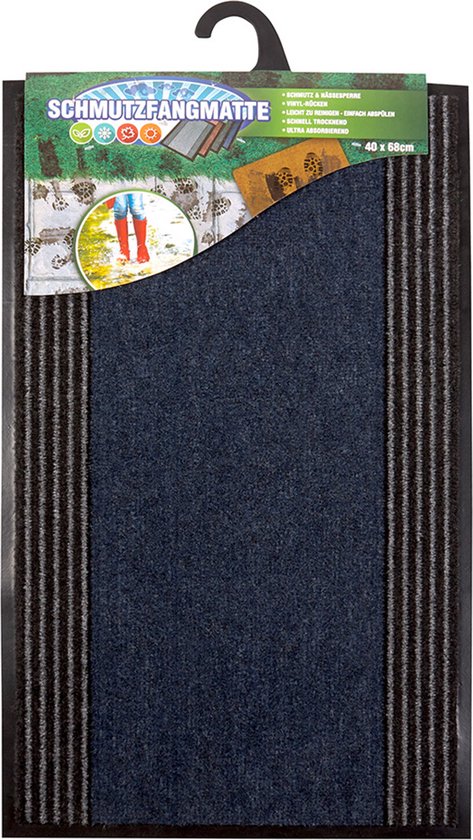 Deurmat Small - Blauw- 40x68cm - Schoonloopmat - Droogloopmat antislip ...