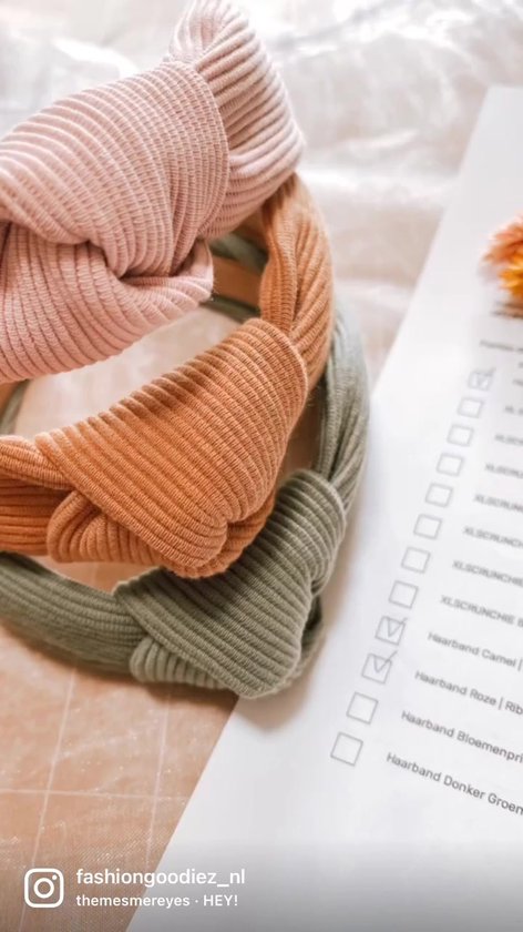 Haarband - Diadeem - Olijf kleur - effen - ribstof - Handmade ...